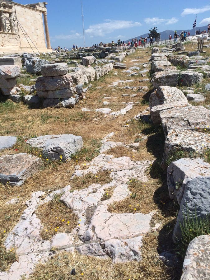 The Inner Pathway Acropolis Stock Image - Image of acropolis, located ...