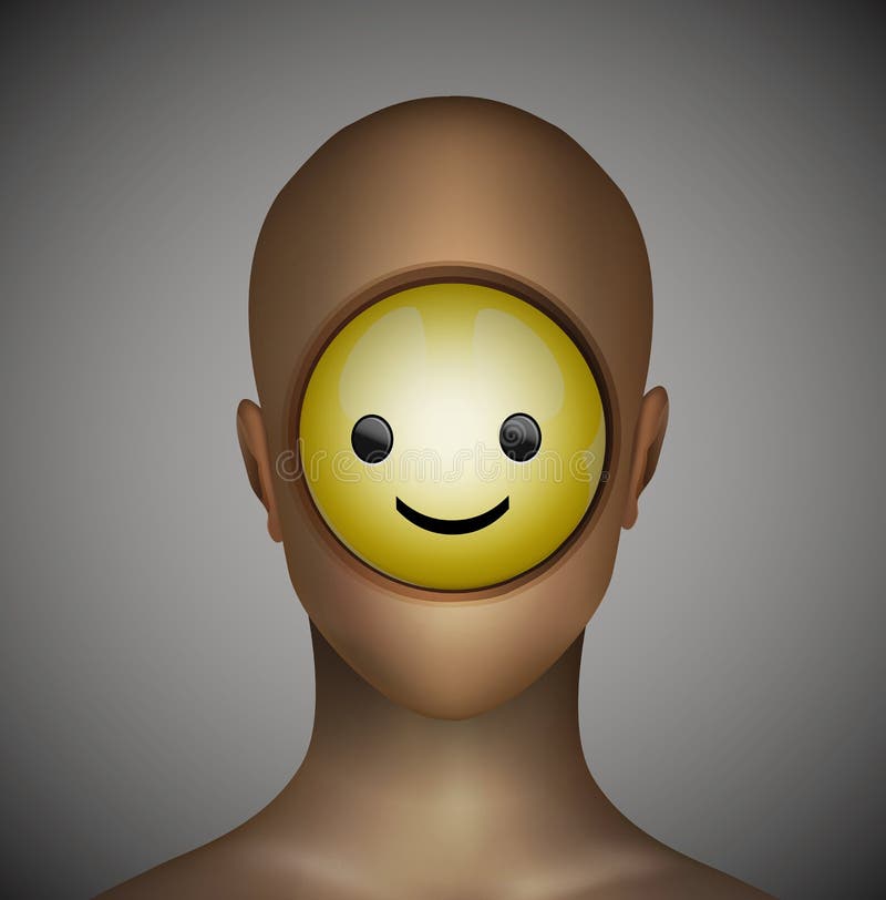 Inner Positive Concept, Smile Icon Inside the Man Head, Artificial ...