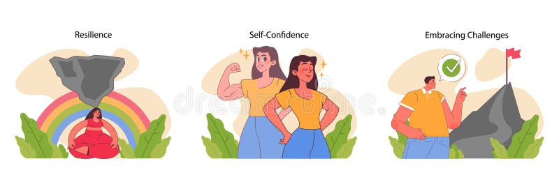 Inner Strength Set. Flat Vector Illustration Stock Vector ...