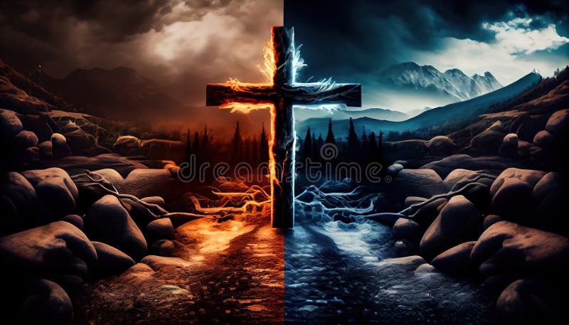 Inner Struggle Good Versus Evil Moral Cross Roads Background Stock ...