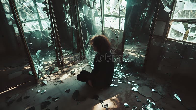 Inner Turmoil Exposed through Glass./n Stock Photo - Image of dimly ...