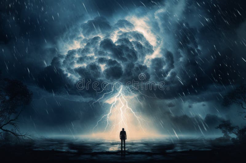Inner Turmoil in Thunderstorm Stock Illustration - Illustration of ...