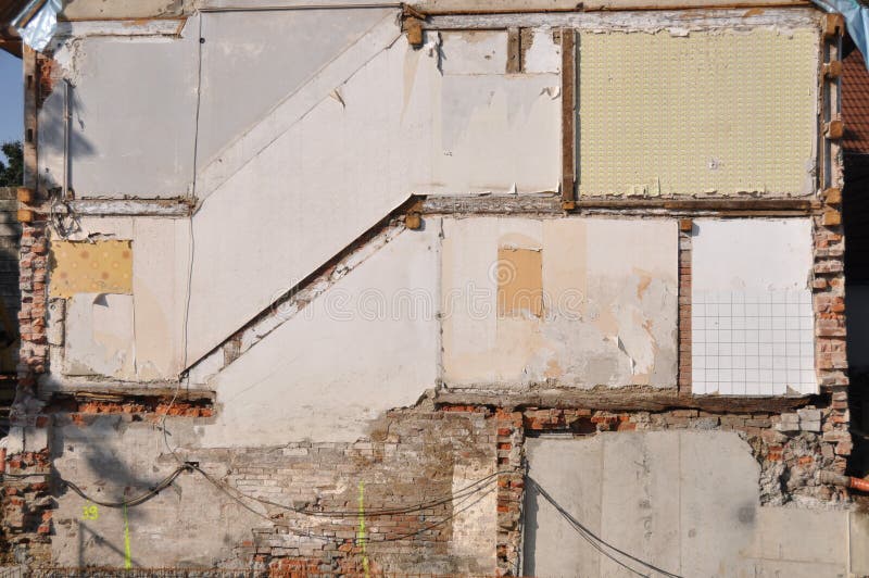 Inner Wall of a Condemned House Stock Image - Image of ceiling, filling ...