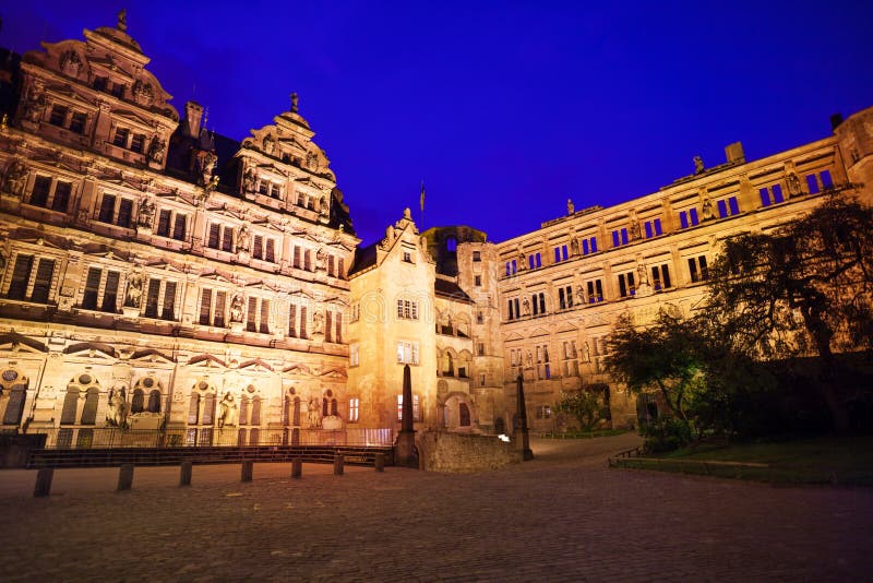 Inner Yard of Heidelberg Castle during Night Stock Image - Image of ...