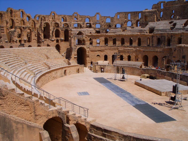 Inneres EL Jem Amphitheatre Tunisia Stockbild - Bild von berühmt ...