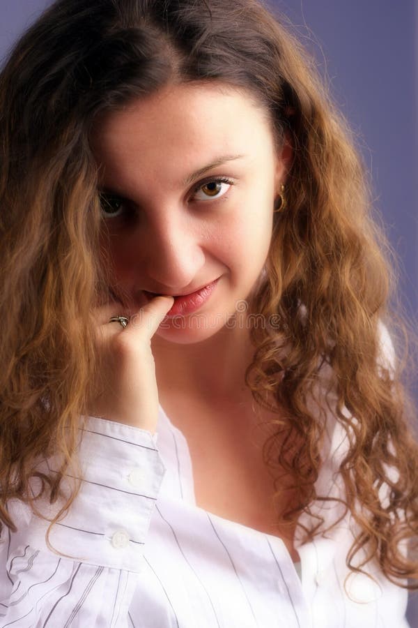 Innocent stock photo. Image of blue, hair, beautiful, mouth - 117654