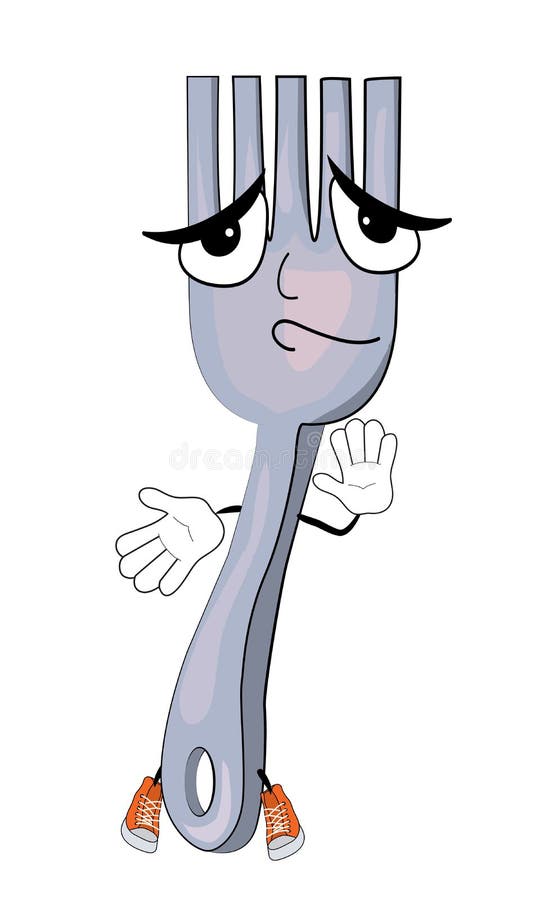 Sad fork cartoon stock illustration. Illustration of fork - 48730200