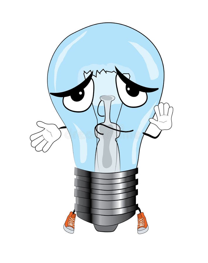 Sad light bulb cartoon stock illustration. Illustration of lonely ...