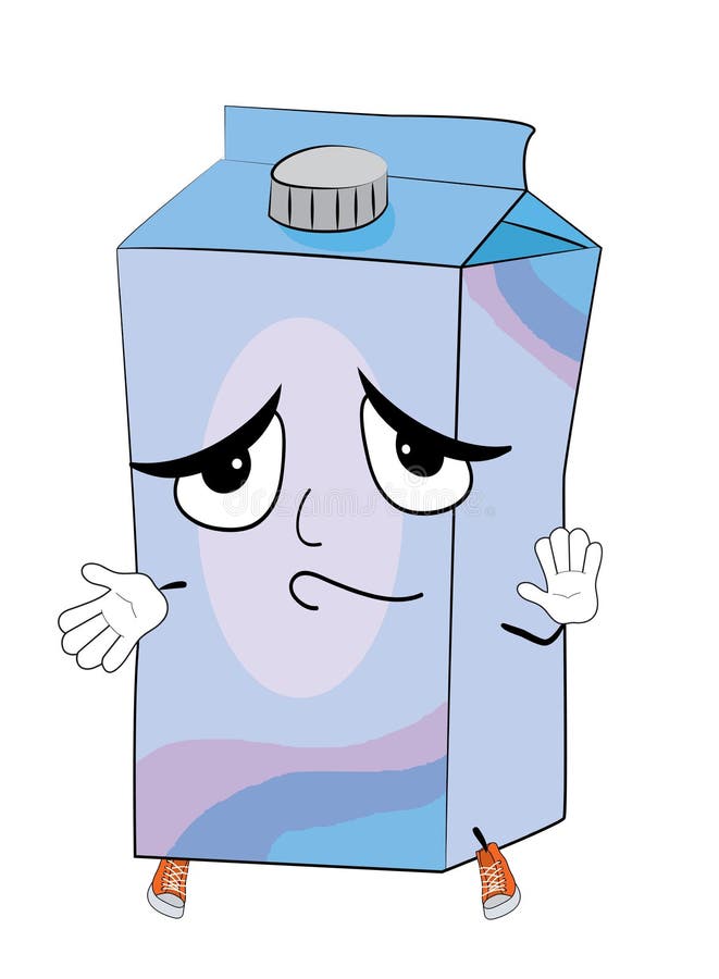 Sad milk cartoon stock illustration. Illustration of isolated - 48766760