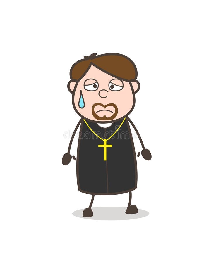 Innocent Priest Sad Face Vector Illustration Stock Illustration ...