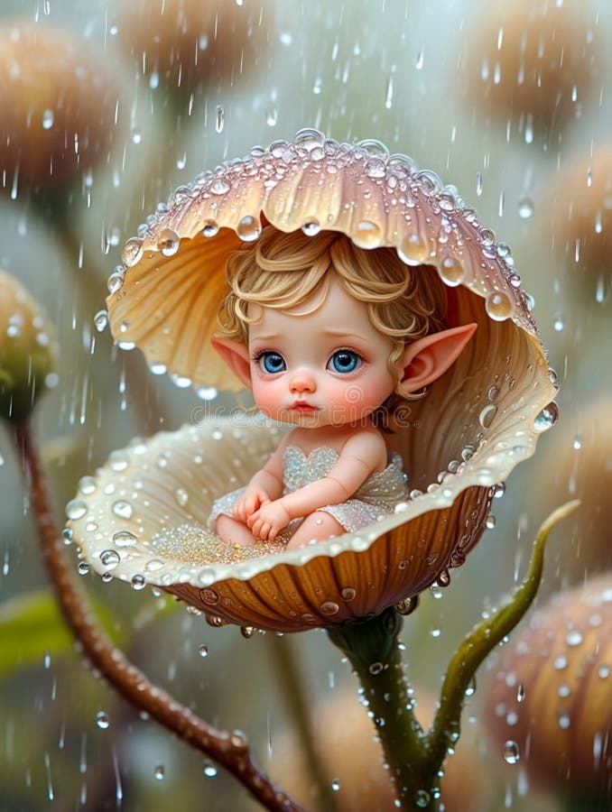 Innocent Shine in Crystal Flower Under the Rain of Dreams Stock Image ...