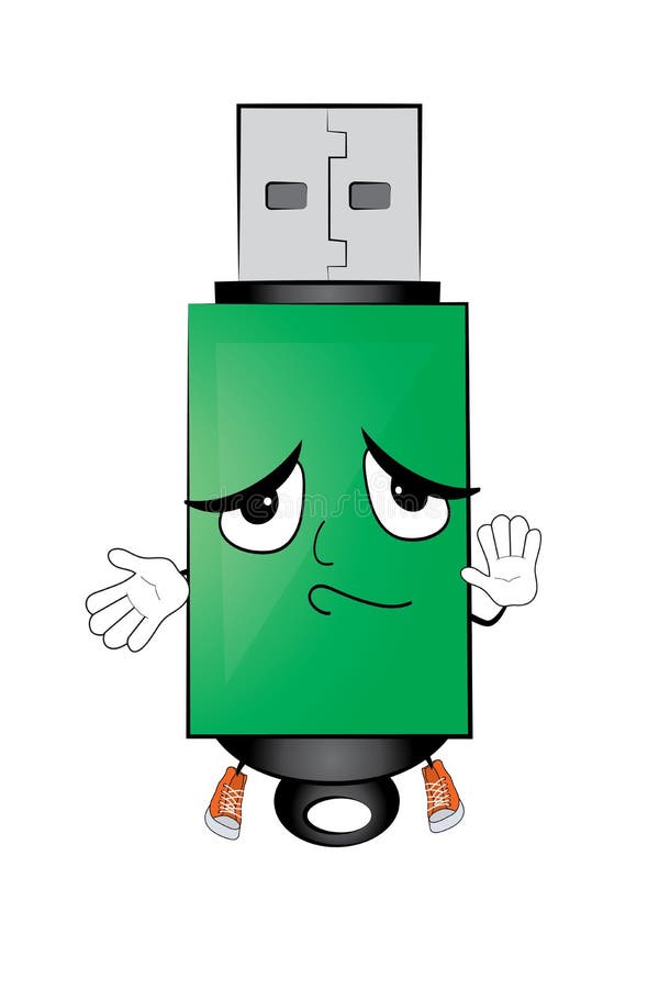 Innocent Usb Flash Drive Cartoon Stock Illustration - Illustration of ...