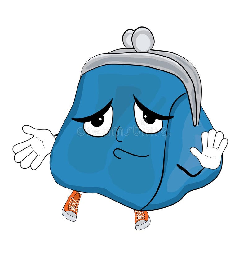 Sad wallet cartoon stock illustration. Illustration of cartoon - 44307050