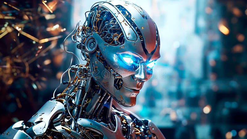 Innovation and Aesthetics, a White Color Humanoid Robot, Modern Tech ...