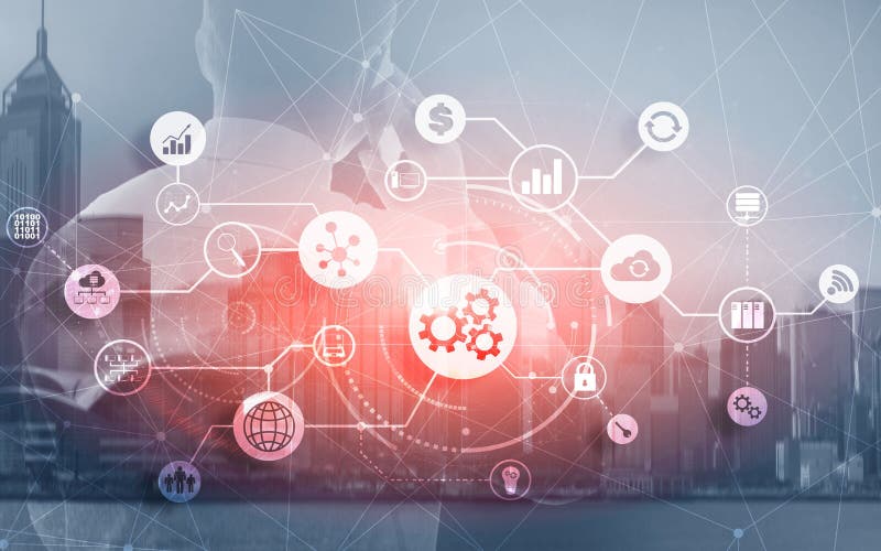 Technology Process Organisation Structure. Icons Inside Honeycombs ...