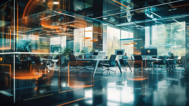 Innovation Blurred Office Interior Modern Stock Illustration ...