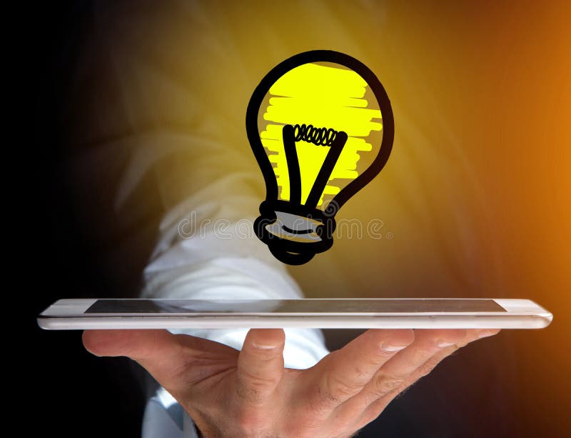 Innovation Bulb Lamp Turned on Displayed on a Futuristic Interface ...