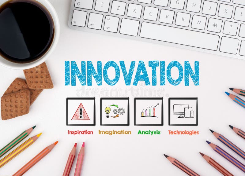 Innovation, Business Concept. White Office Desk Stock Illustration ...