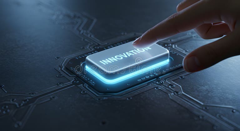 Innovation Button Press for Technology Advancement and Future ...