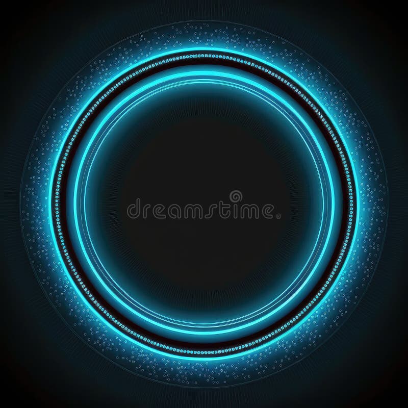 Innovation of Circle Frame with Blue Neon Light Effects. Stock ...