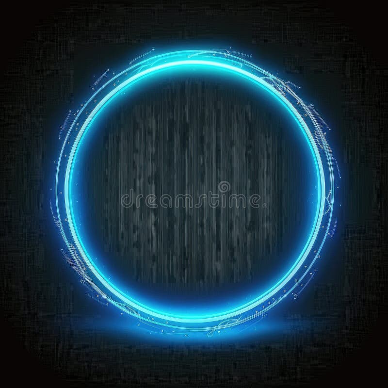 Innovation of Circle Frame with Blue Neon Light Effects. Stock ...