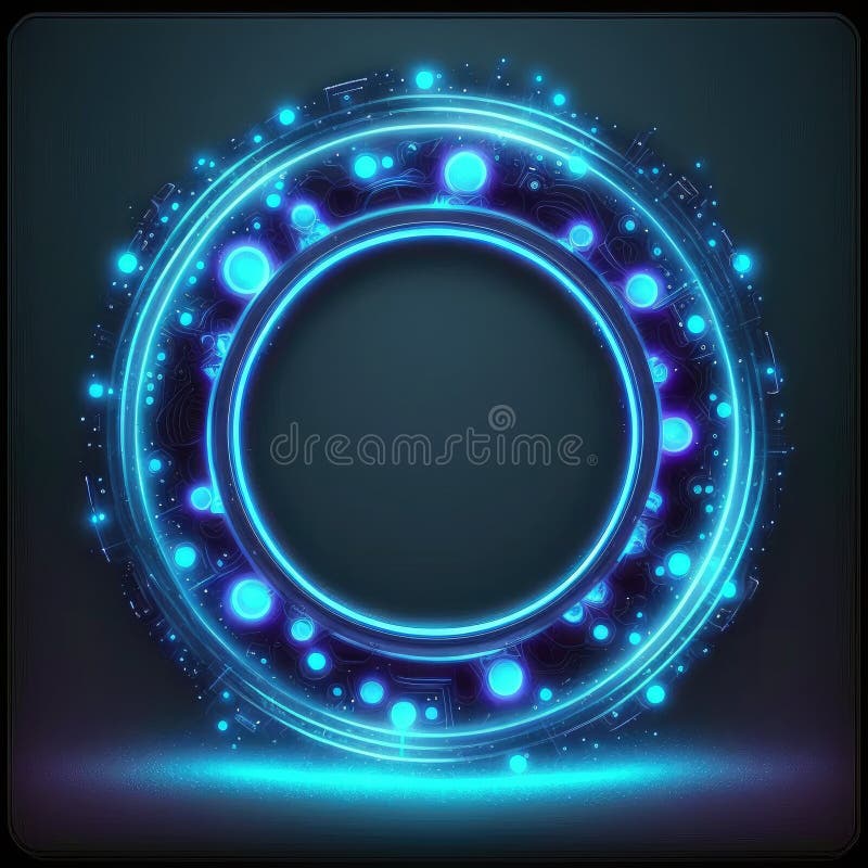 Innovation of Circle Frame with Blue Neon Light Effects. Stock ...