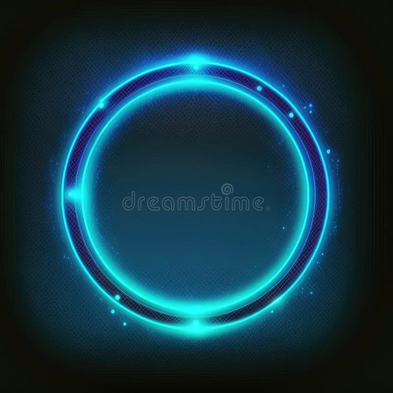 Innovation of Circle Frame with Blue Neon Light Effects. Stock ...