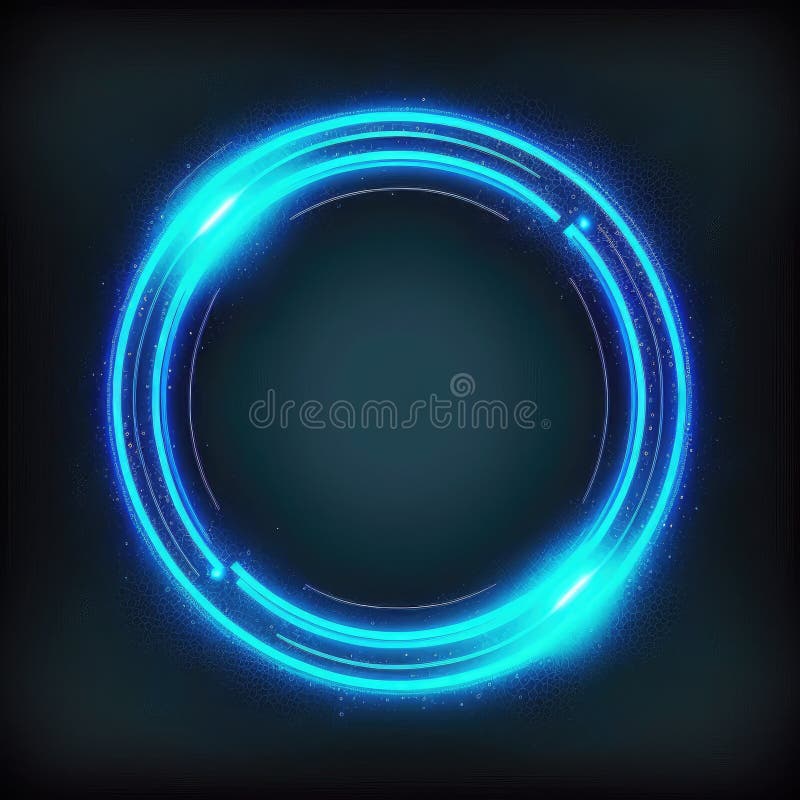 Innovation of Circle Frame with Blue Neon Light Effects. Stock ...