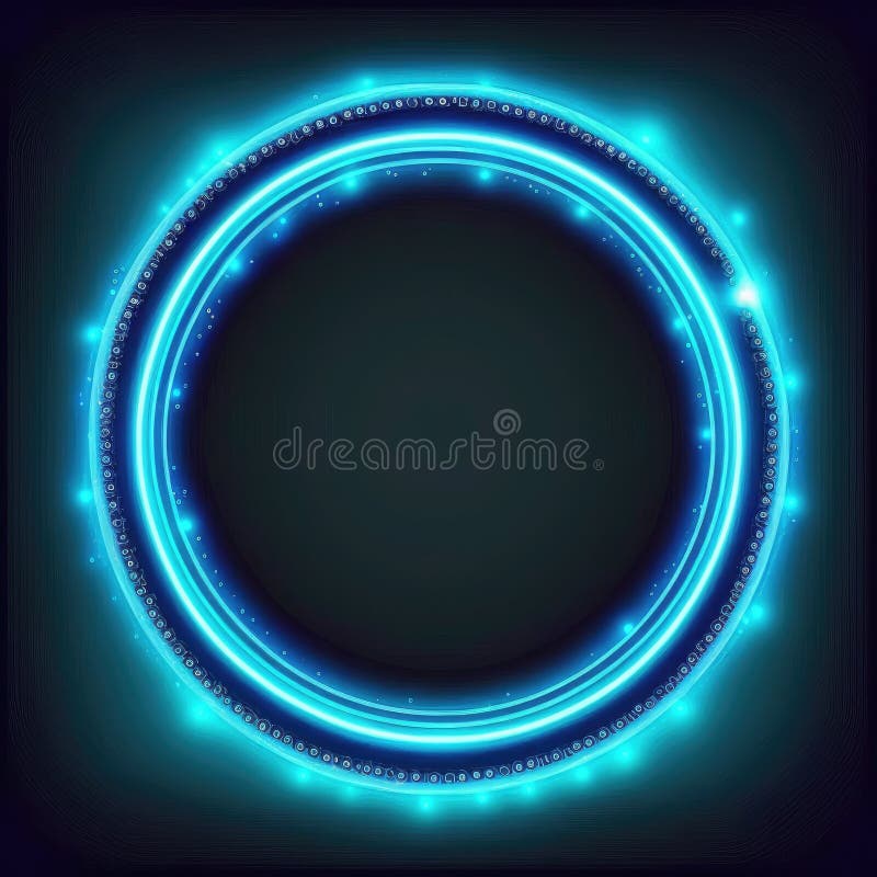 Innovation of Circle Frame with Blue Neon Light Effects. Stock ...