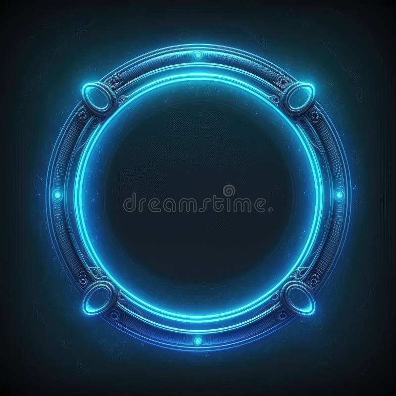 Innovation of Circle Frame with Blue Neon Light Effects. Stock Photo ...