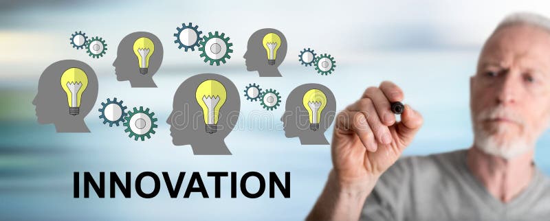 Man Drawing Innovation Concept Stock Image - Image of gear, drawing ...