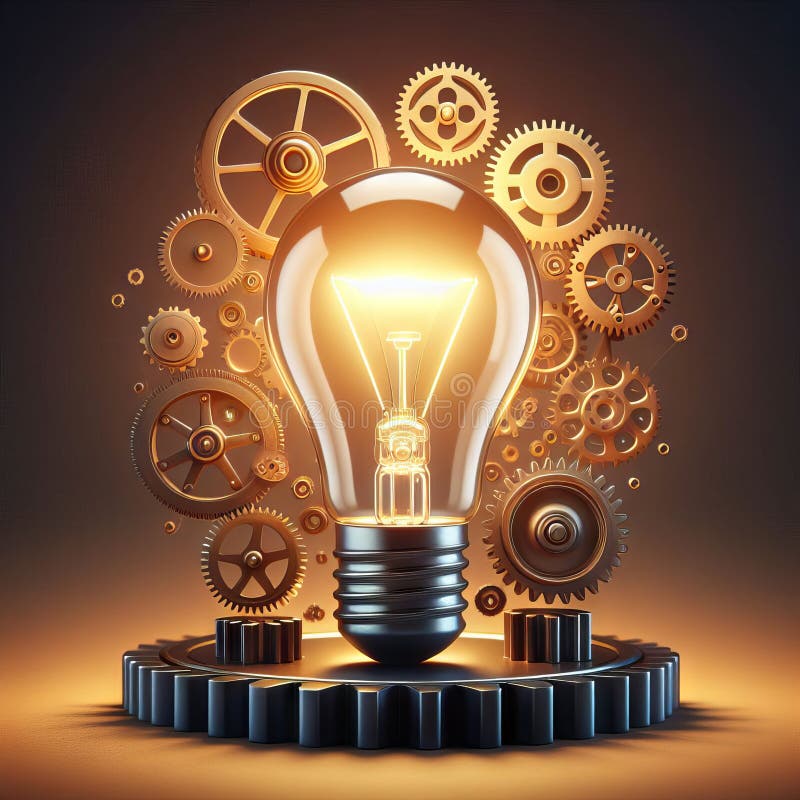 Innovation Concept with Lightbulb and Gears Stock Photo - Image of ...