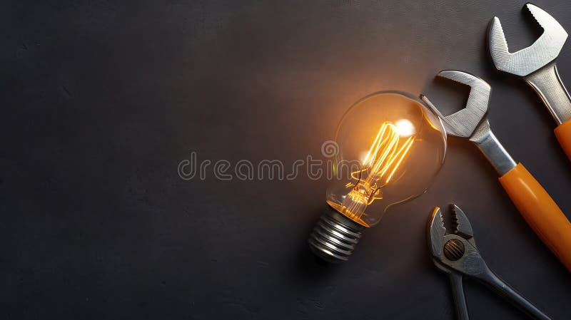Innovation Concept, Lightbulb with Tools, Modern Idea Workshop Stock ...