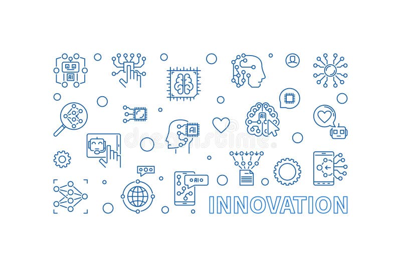 Innovation Concept Outline Horizontal Banner. Vector Artificial ...
