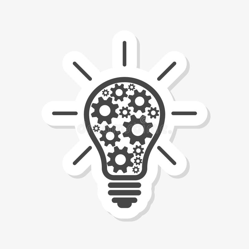 Innovation Concept Sticker Icon in Flat Style. Light Bulb with Gear ... Innovation Concept Sticker Icon in Flat Style. Light Bulb with Gear ...