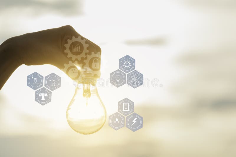 Innovation or Creative Concept of Hand Hold a Light Bulb and Copy Space ...