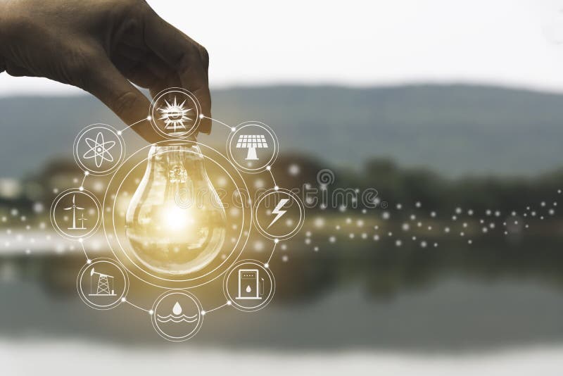 Innovation or Creative Concept of Hand Hold a Light Bulb and Copy Space ...