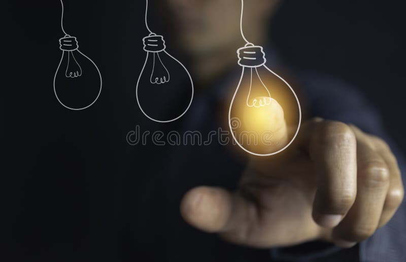 Innovation or Creative Concept of Hand Hold a Light Bulb and Copy Space ...