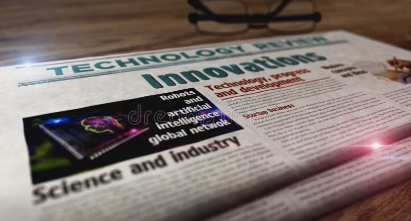 Innovation Creative and Development Newspaper on Table Stock ...