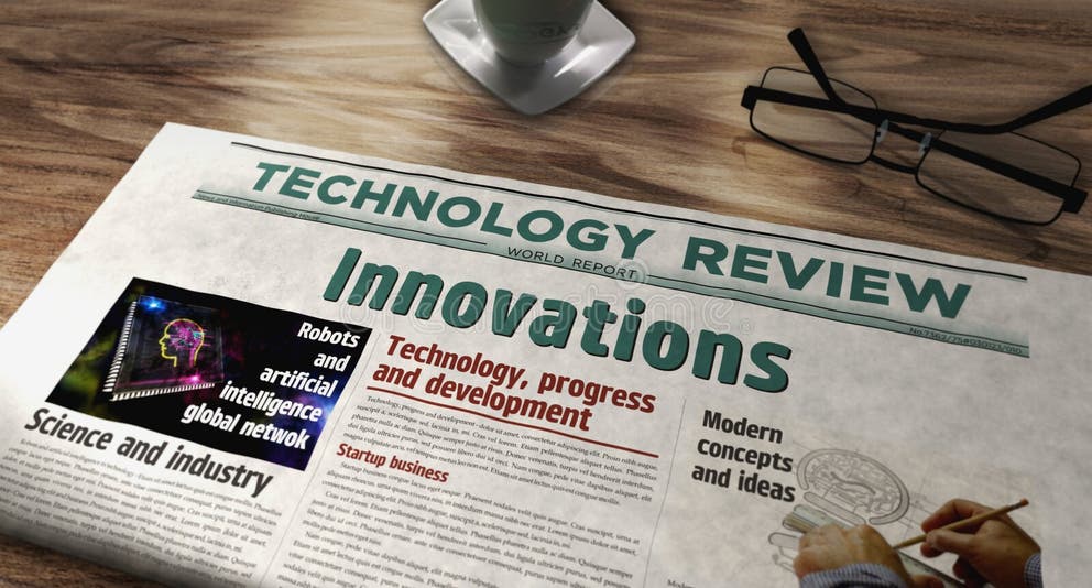 Innovation Creative and Development Newspaper on Table Stock ...