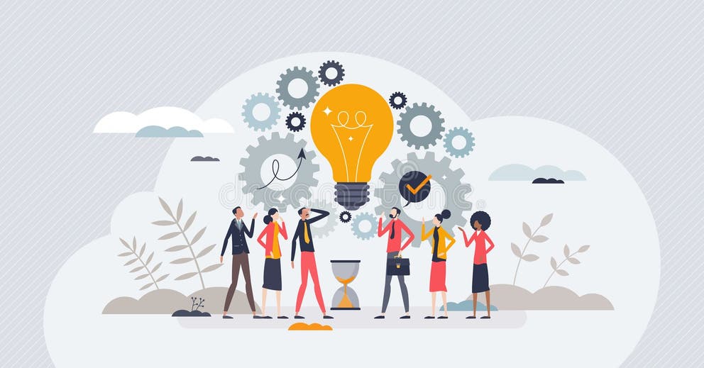 Innovation and Creative Mechanical Solution As Business Tiny Person Concept Stock Vector ...