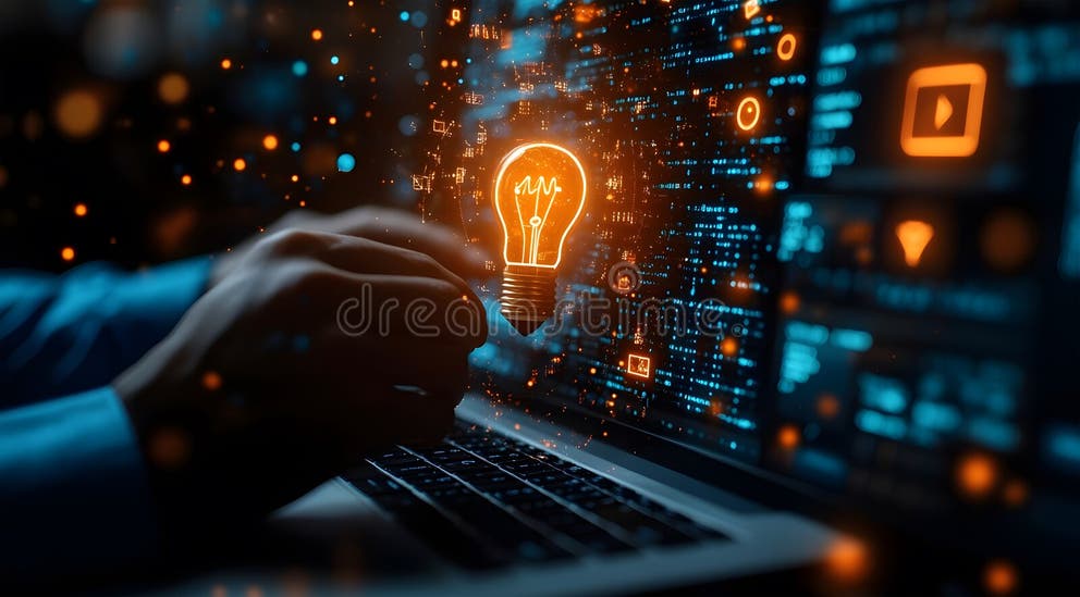 Innovation and Digital Transformation Light Bulb Concept on Laptop ...