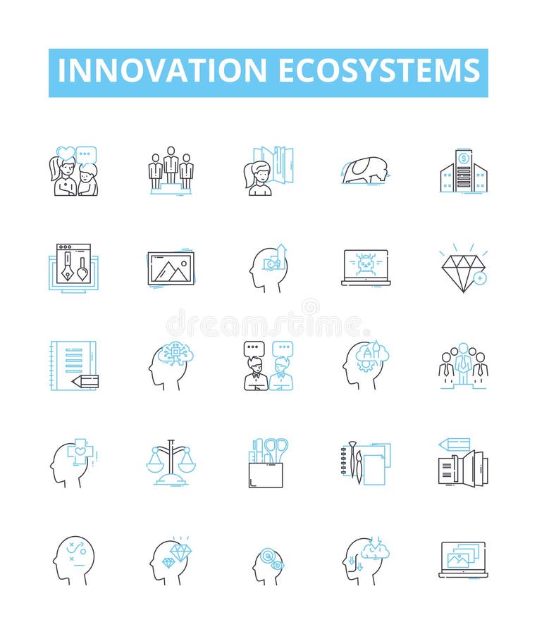 Innovation Ecosystems Vector Line Icons Set. Ecosystem, Innovation ...