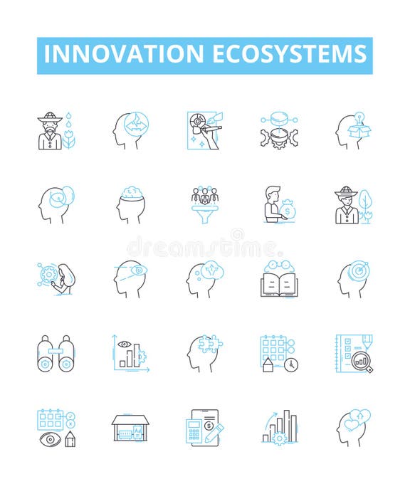 Innovation Ecosystems Vector Line Icons Set. Ecosystem, Innovation ...