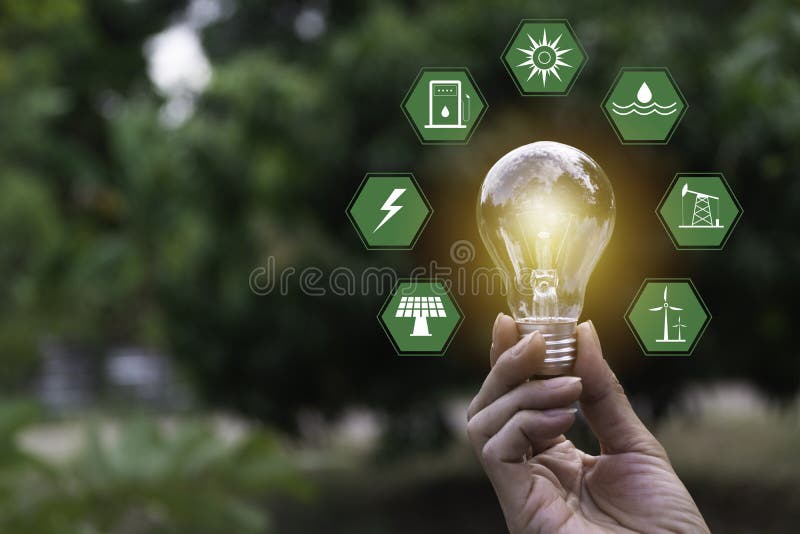 Innovation and Energy Concept of Hand Hold a Light Bulb and Copy Space ...