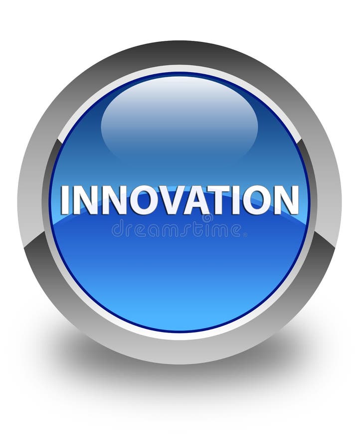 Innovation Glossy Blue Round Button Stock Illustration - Illustration ...