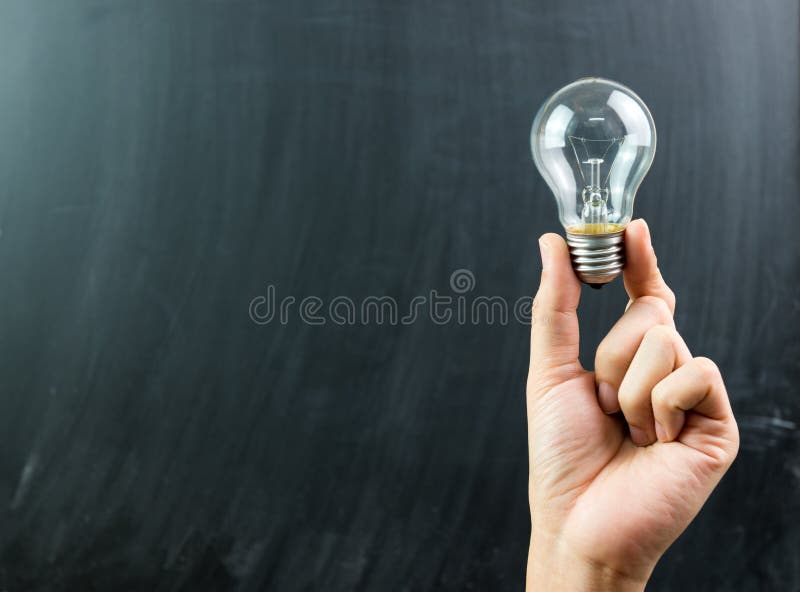 Innovation with Hand Hold Light Bulb Stock Image - Image of hold ...