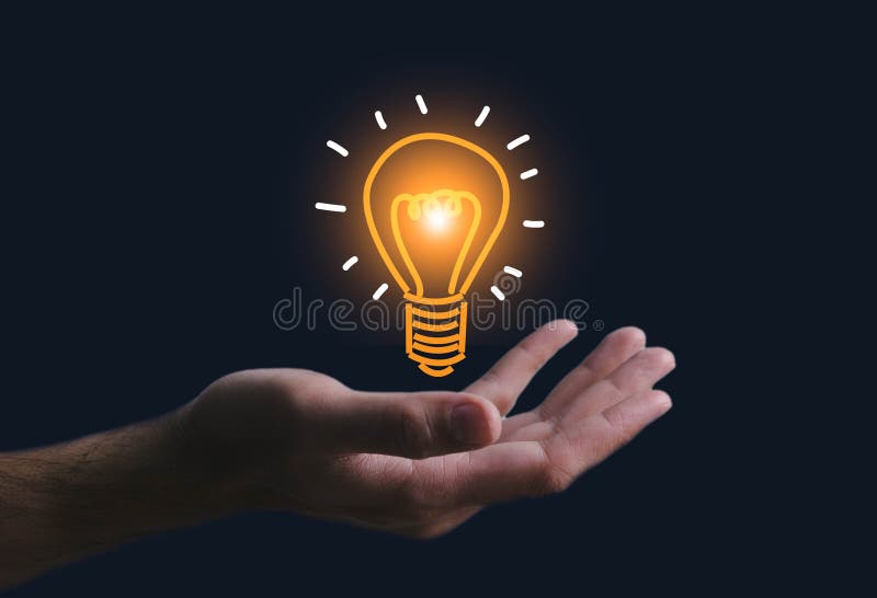 Innovation. Hands Holding Light Bulb for Concept New Idea Concept with ...
