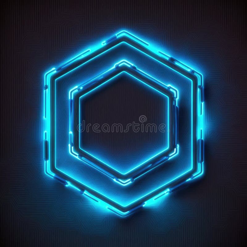 Innovation of Hexagon Border Frame with Blue Neon Light Effects. Stock ...