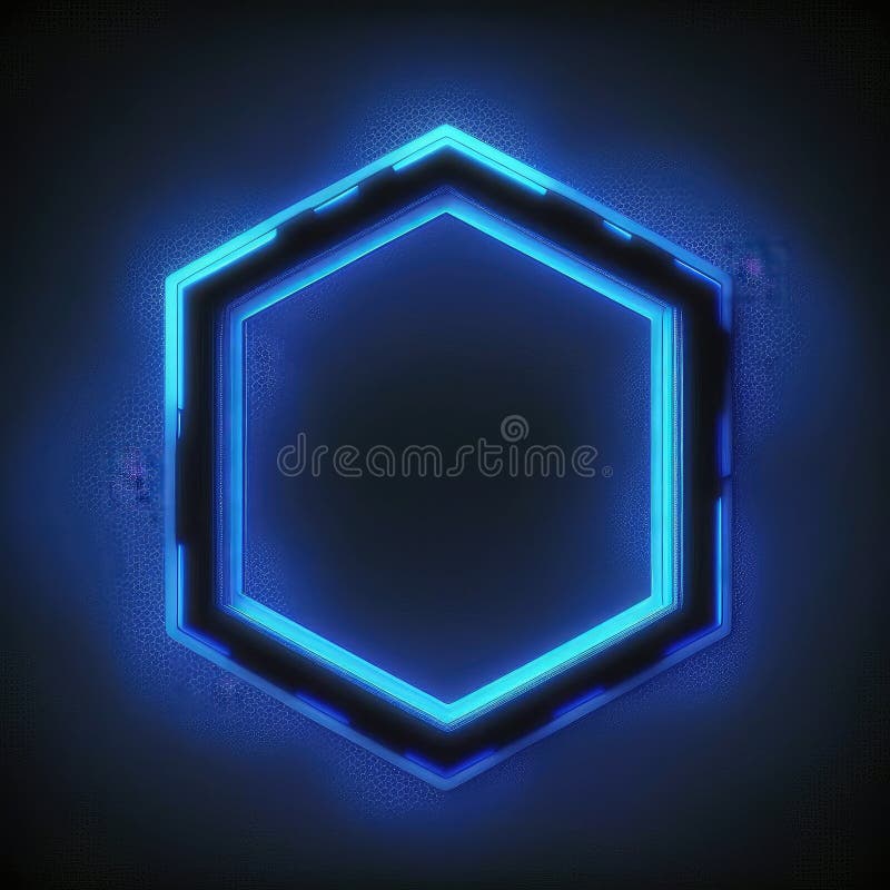 Innovation of Hexagon Border Frame with Blue Neon Light Effects. Stock ...